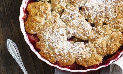 Apple and Rhubarb Cobbler With Golden Syrup Custard Recipe | Chelsea Sugar
