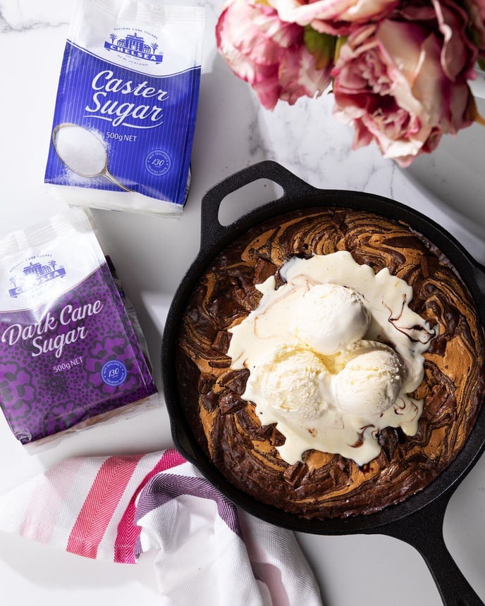 Chocolate Peanut Butter Frying Pan Brownie Recipe | Chelsea Sugar